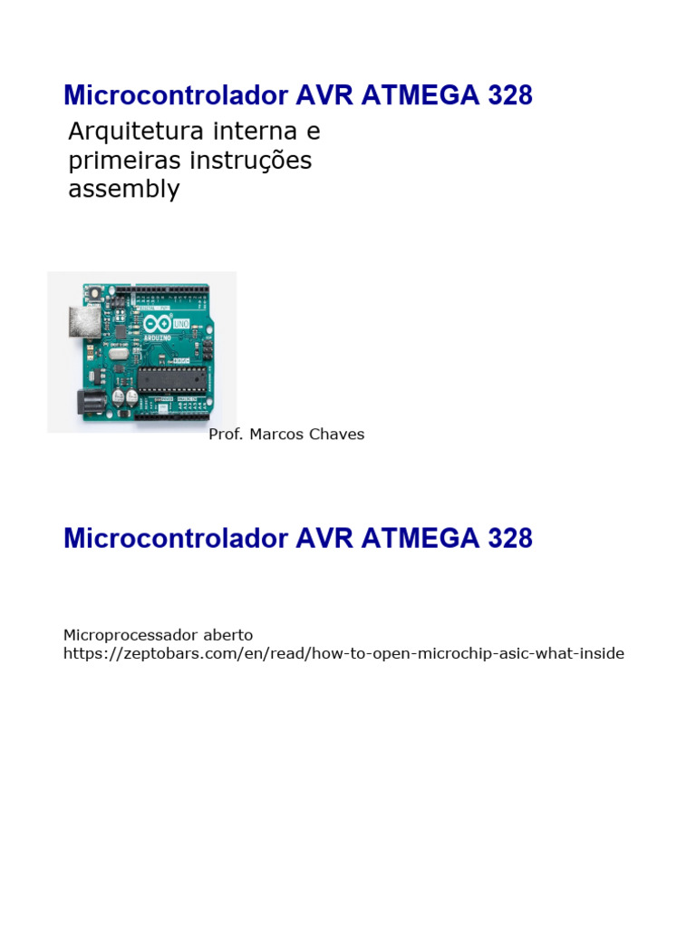 Introdução ao Microcontrolador ATmega 328 | PDF | Linguagem Assembly ...