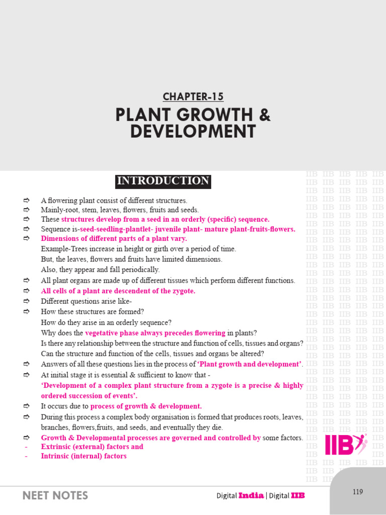 Iib Notes - Plant Growth & - Development | PDF | Germination | Seed