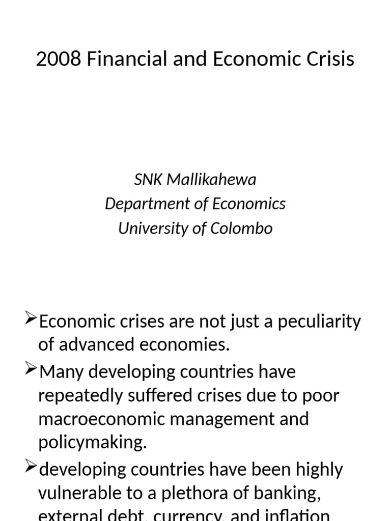 2008 Financial and Economic Crisis | PDF