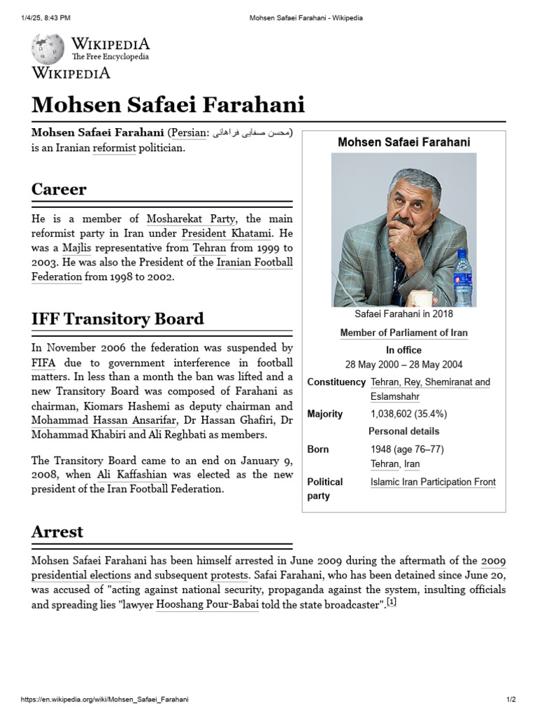 Mohsen Safaei Farahani - Wikipedia | PDF | Government Of Iran ...