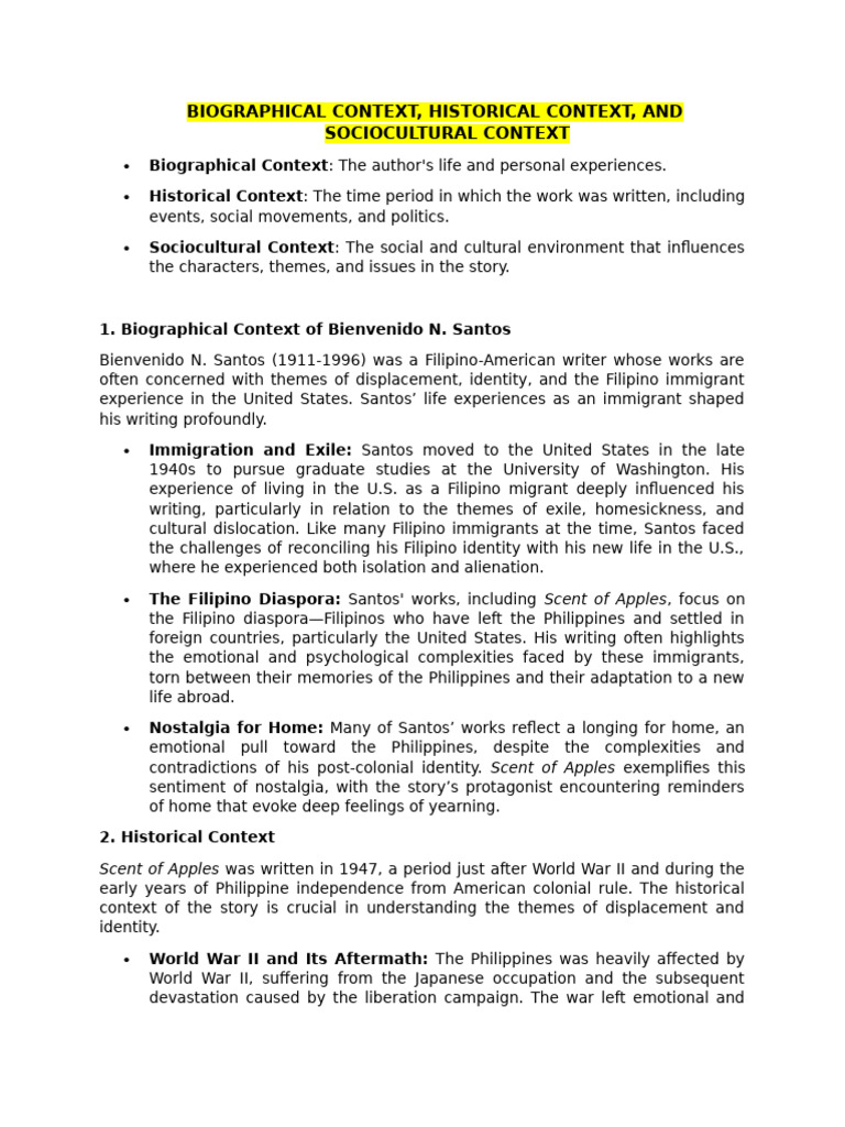 Biographical Context, Historical Context, and Sociocultural Context of ...
