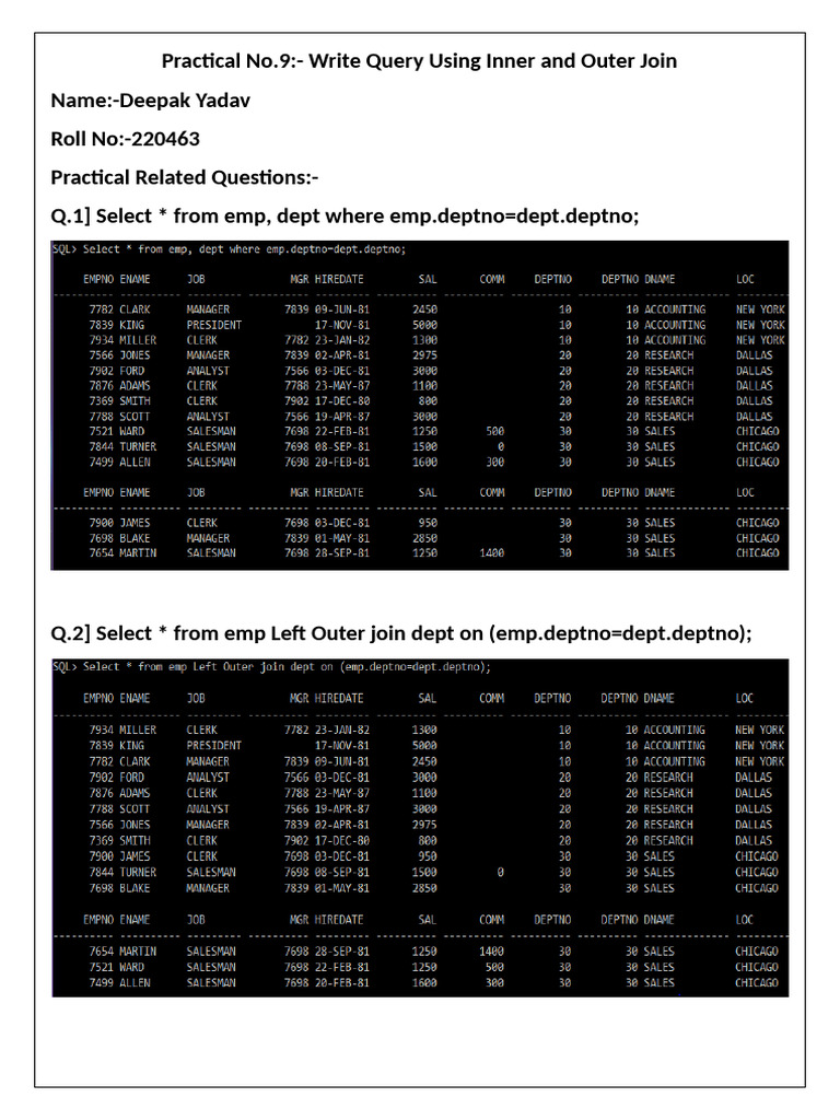 Practical No 9 DBMS | PDF Practical No 9 DBMS | PDF