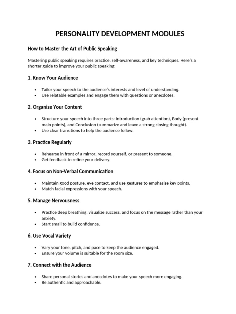 PERSONALITY DEVELOPMENT MODULES | PDF | Psychology | Human Communication
