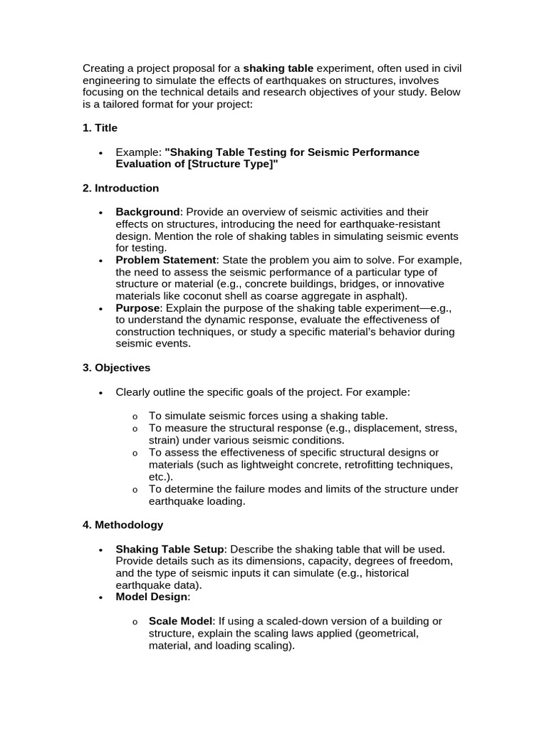 Creating A Project Proposal For A Shaking Table Ex | PDF | Earthquake Engineering | Seismology
