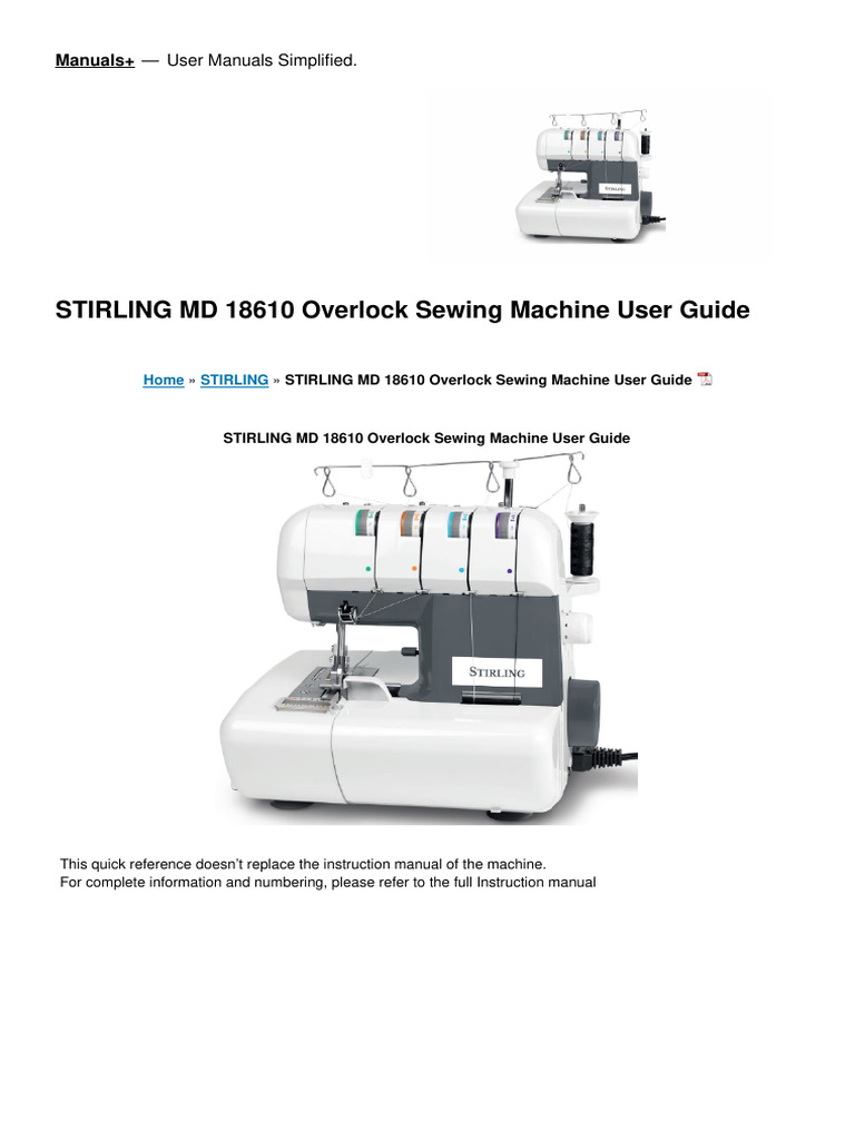 Md 18610 Overlock Sewing Machine Manual | PDF | Sewing Machine | Textile Arts
