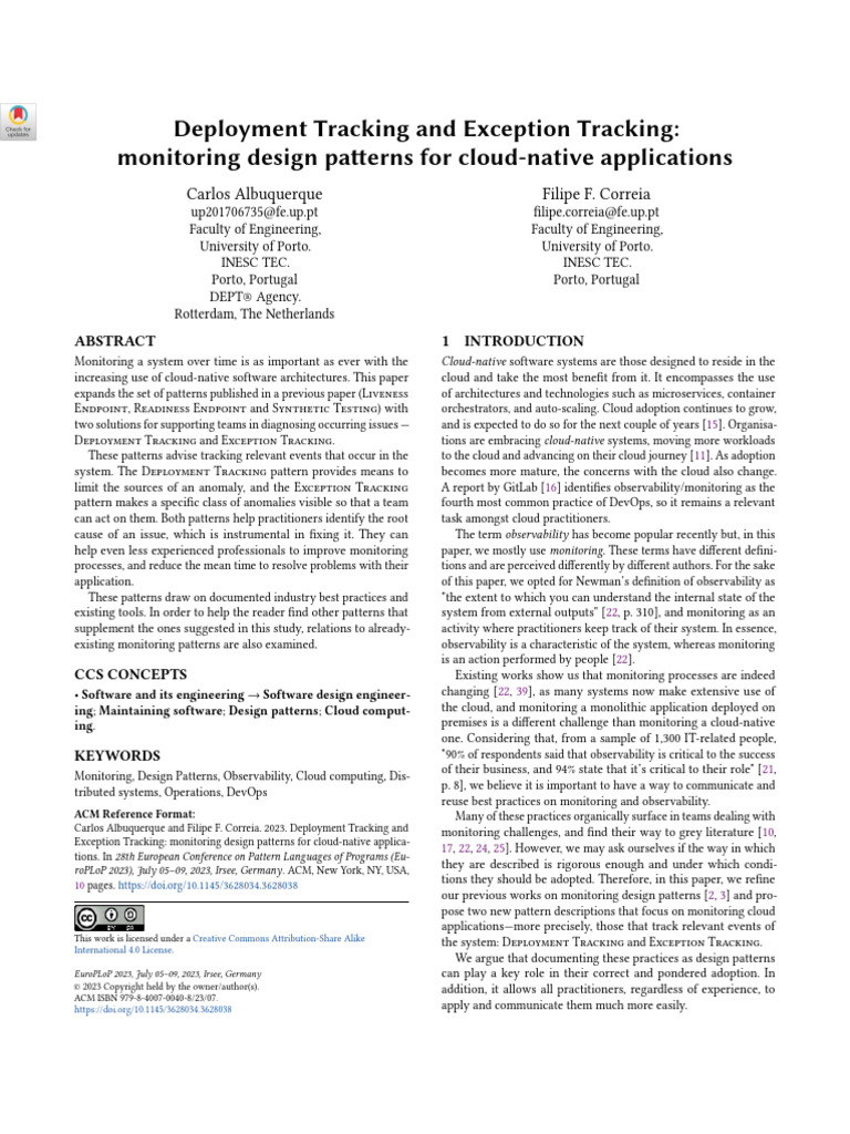 Deployment Tracking and Exception Tracking: Monitoring Design Patterns ...