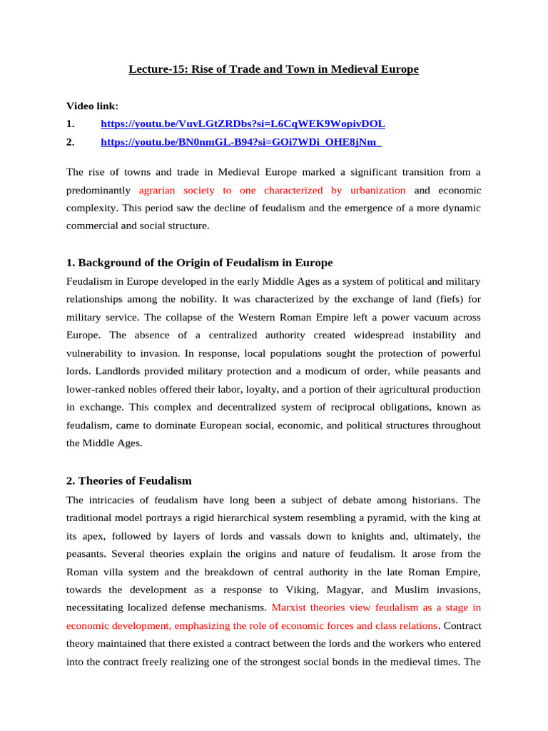 Rise of Trade and Towns in Medieval Europe | PDF | Feudalism | Guild