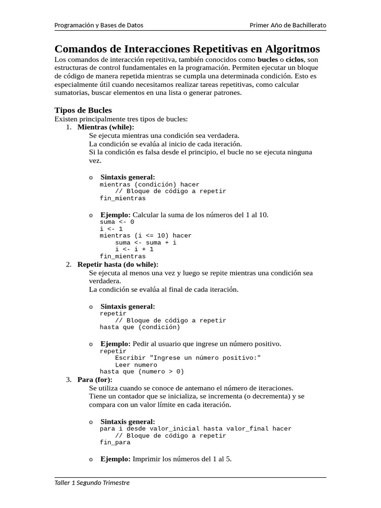 Comandos de Bucles en Programación | PDF | Ciencias de la Computación ...
