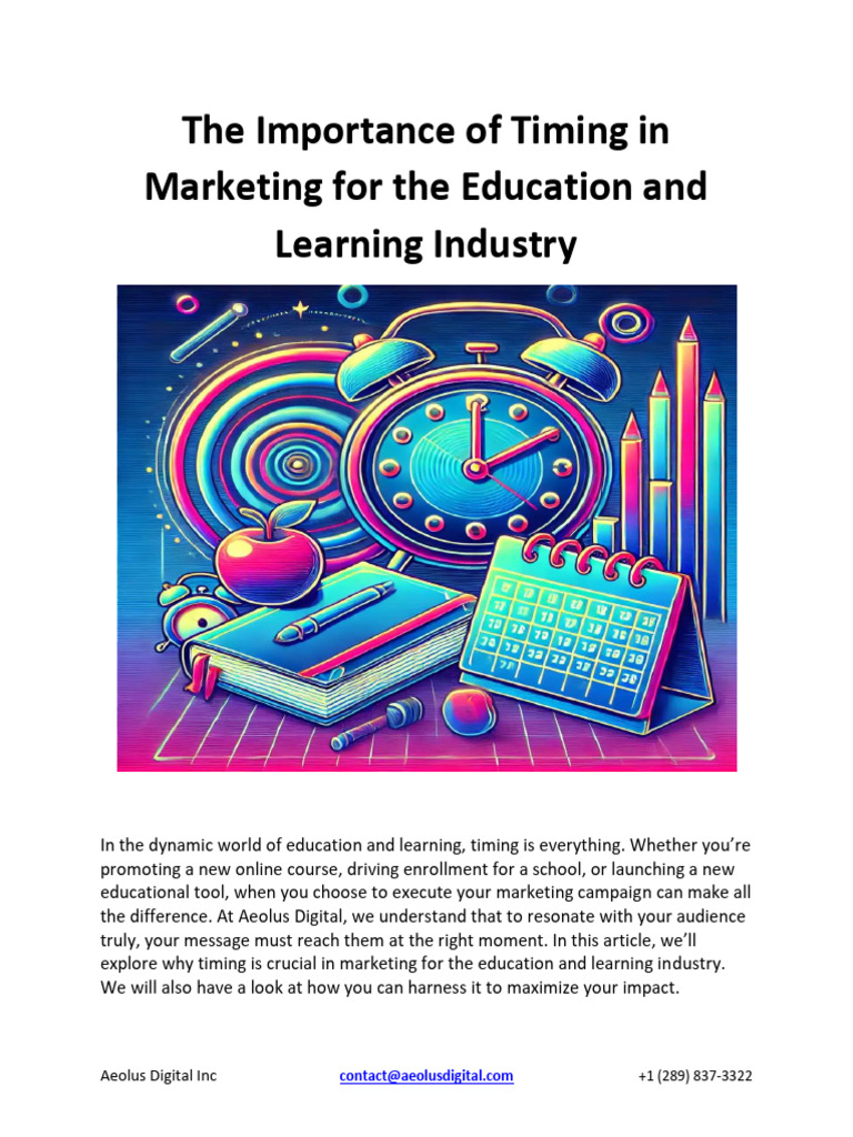 Timing Strategies for Education Marketing | PDF | Marketing | Learning