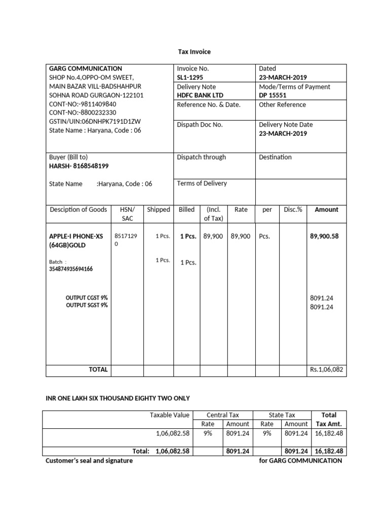 Tax Invoice | PDF