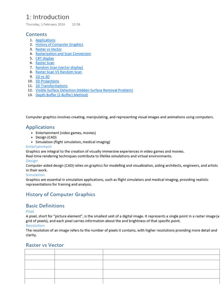 Computer Graphics-1 - Introduction | PDF | Computer Graphics | Rendering (Computer Graphics)