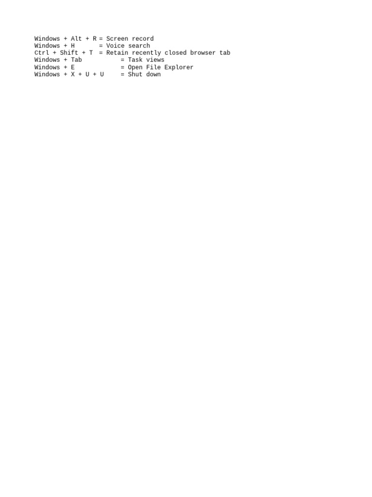 Windows Short Cut | PDF