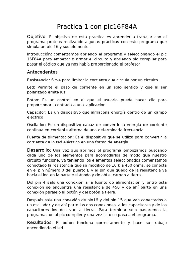 Simulación PIC16F84A en Proteus | PDF