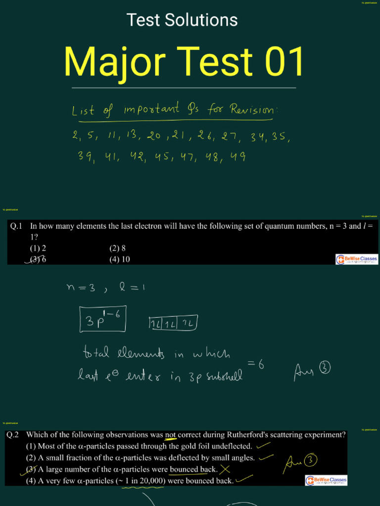 Major Test - 01 | PDF
