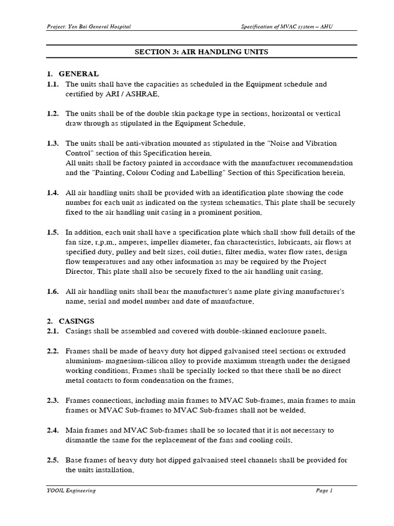 MVAC03 AHU | PDF | Building Engineering | Mechanical Engineering