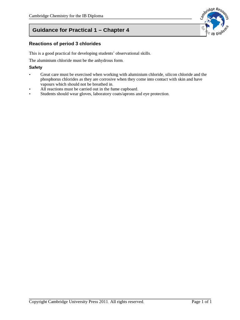 IB Chemistry Practical Safety Guide | PDF