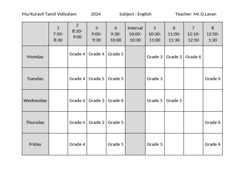 Time Table 2024 | PDF