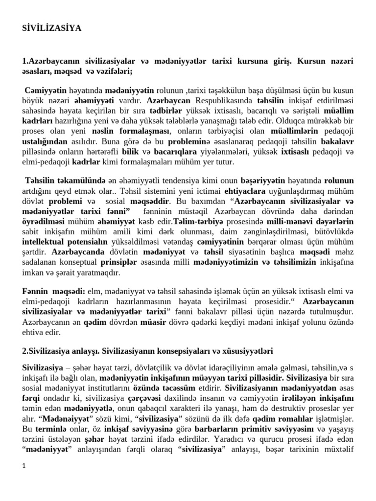 Sivilizasiya 1 | PDF