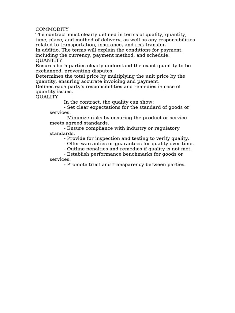 Commodity Contract Essentials | PDF