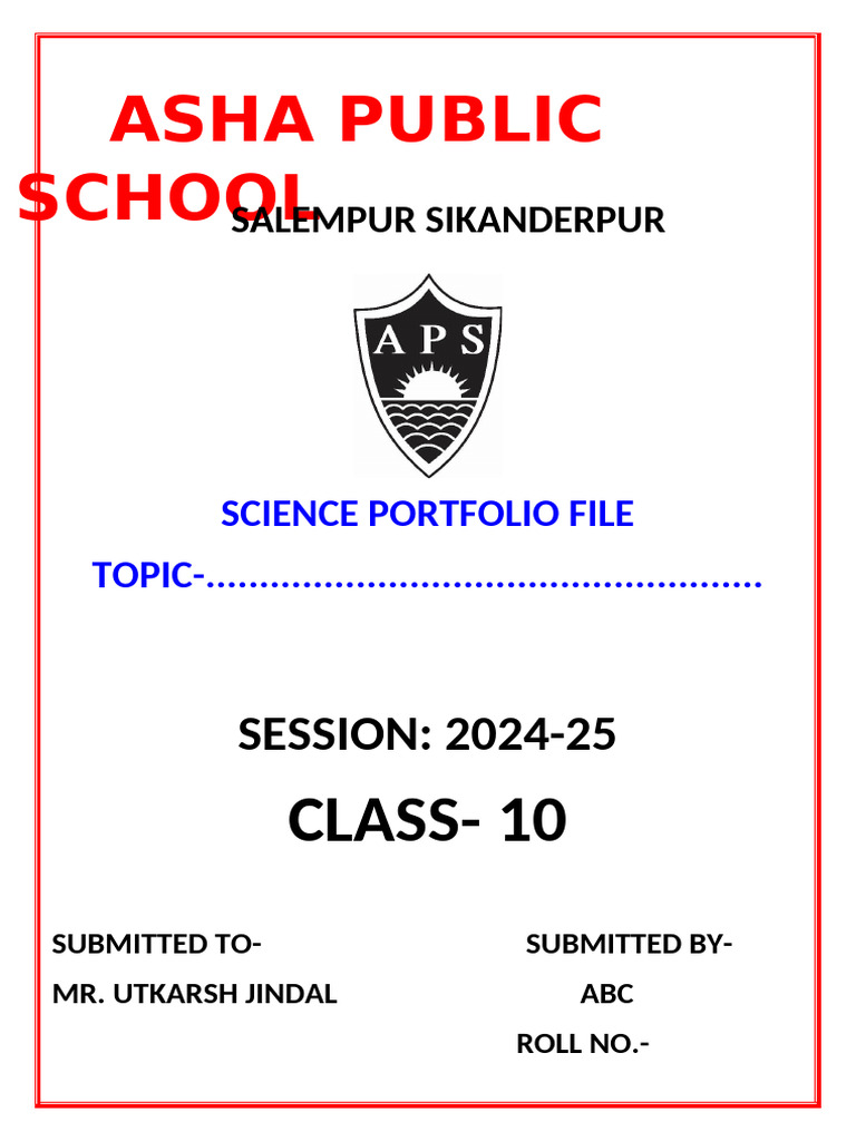 SCIENCE PORTFOLIO FRONT | PDF