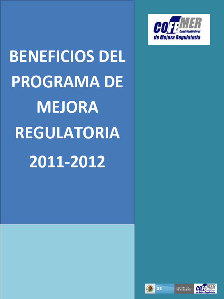 Cofemer, Beneficios Del Programa de Mejora Regulatoria 2011-2012 | PDF ...
