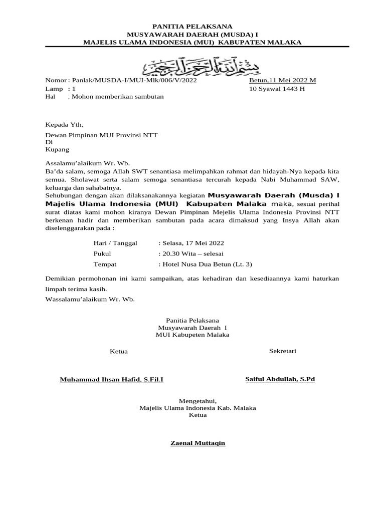 Undangan Mui NTT | PDF