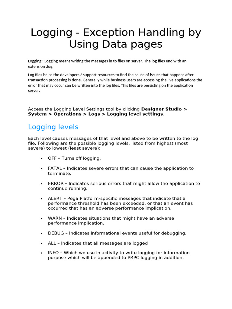 Exception Handling in Pega | PDF | Cache (Computing) | Databases