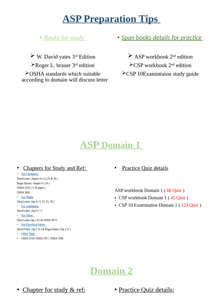 ASP Preparation | PDF | Occupational Safety And Health | Safety