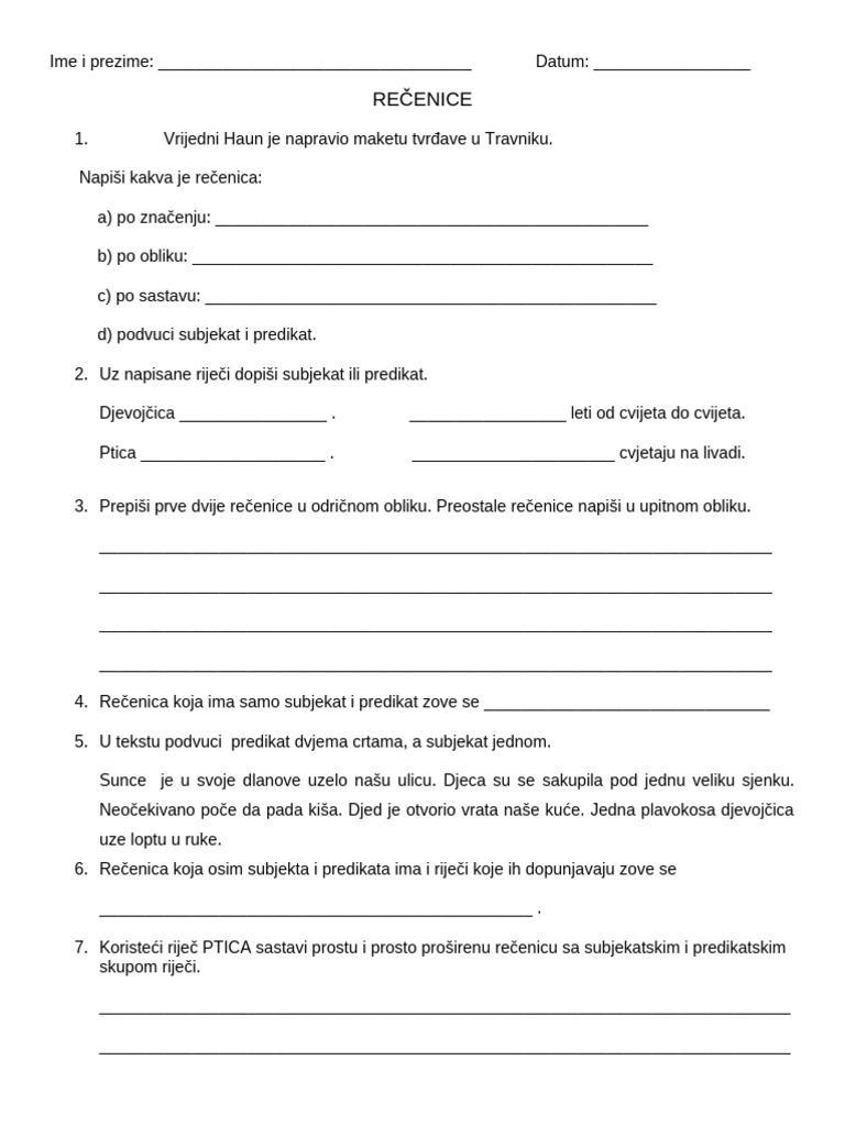 Recenice Provjera | PDF