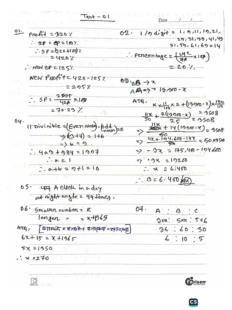 Math 10 Test Solution | PDF