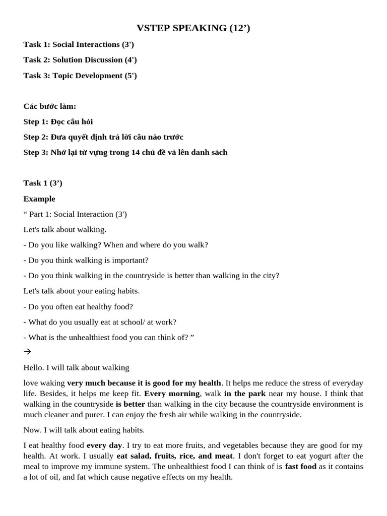 Vstep Speaking | PDF