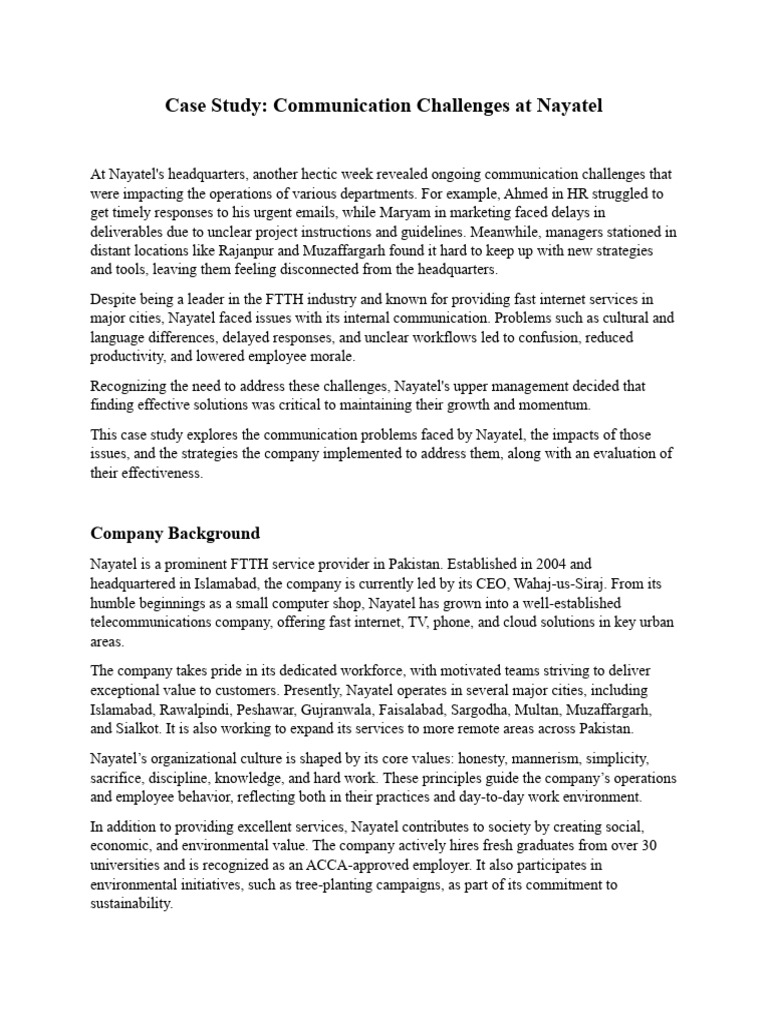 Case Study - Business Communication - Checking | PDF | Leadership ...