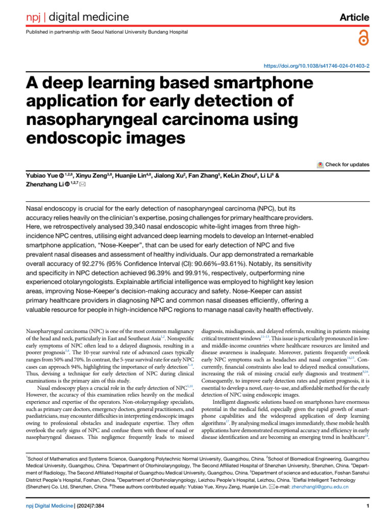 Deep Learning App For Early Detect NPC | PDF | Sensitivity And ...