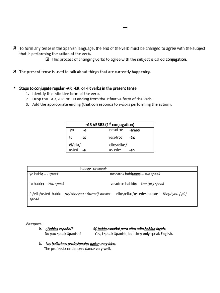 Regular Present Tense | PDF | Grammatical Conjugation | Language Mechanics