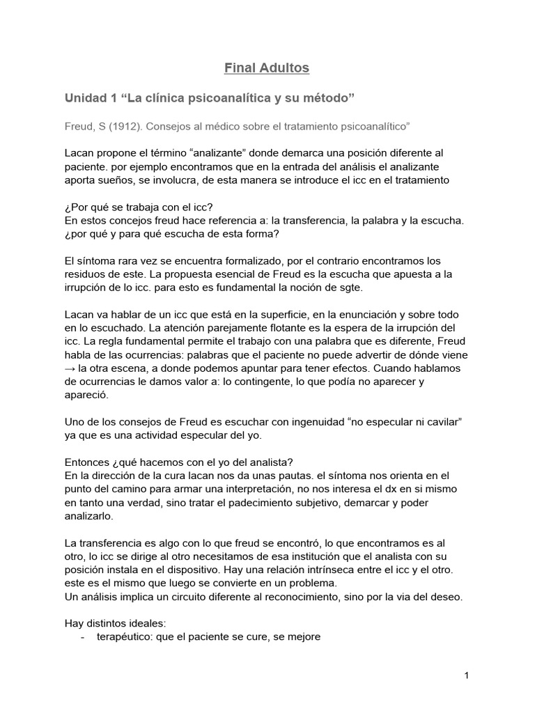 Final Adultos | PDF | Jacques Lacan | Psicoanálisis