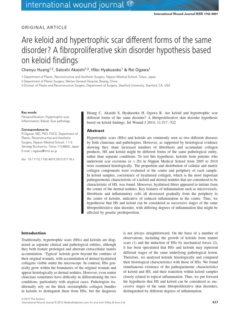 Are Keloid and Hypertrophic Scar Different Forms of The Same Disorder A ...