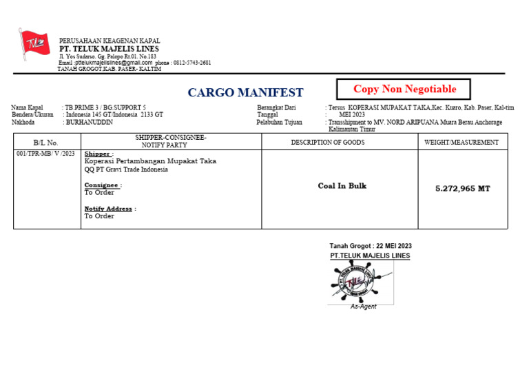 CARGO MANIFEST (1) | PDF
