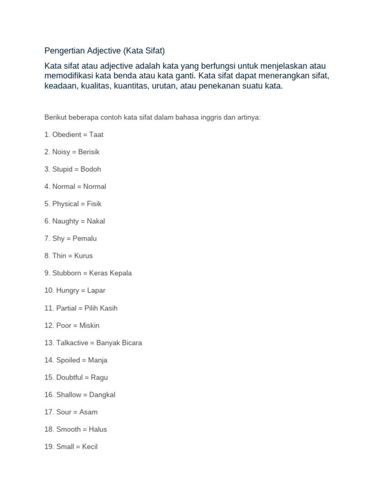 Pengertian Adjective | PDF