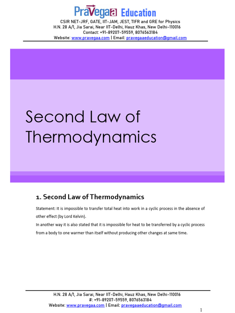 Second Law of Thermodynamics Explained | PDF