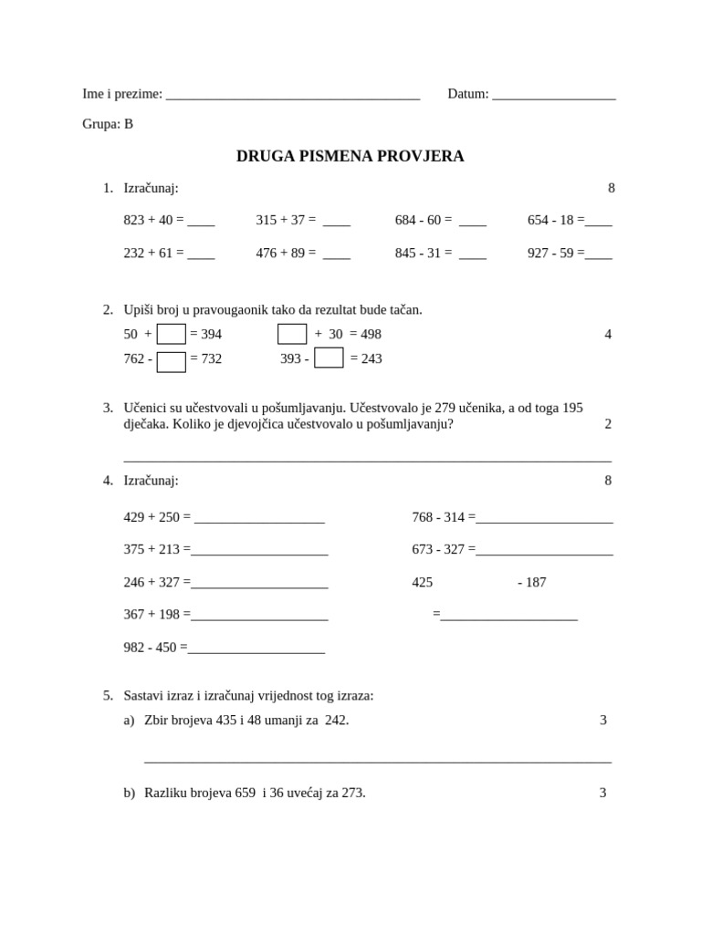 Druga Pismena 4 B | PDF