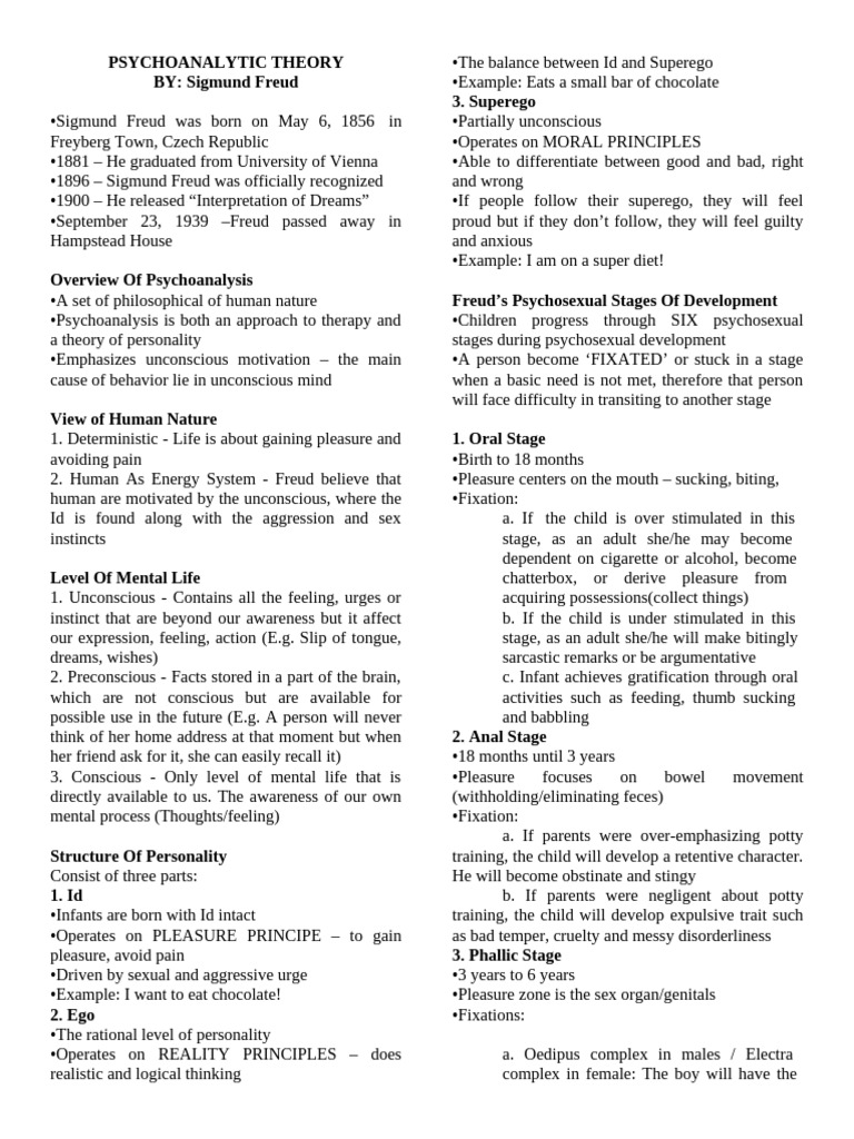 Psychoanalytic Theory | PDF | Psychoanalysis | Cognitive Development