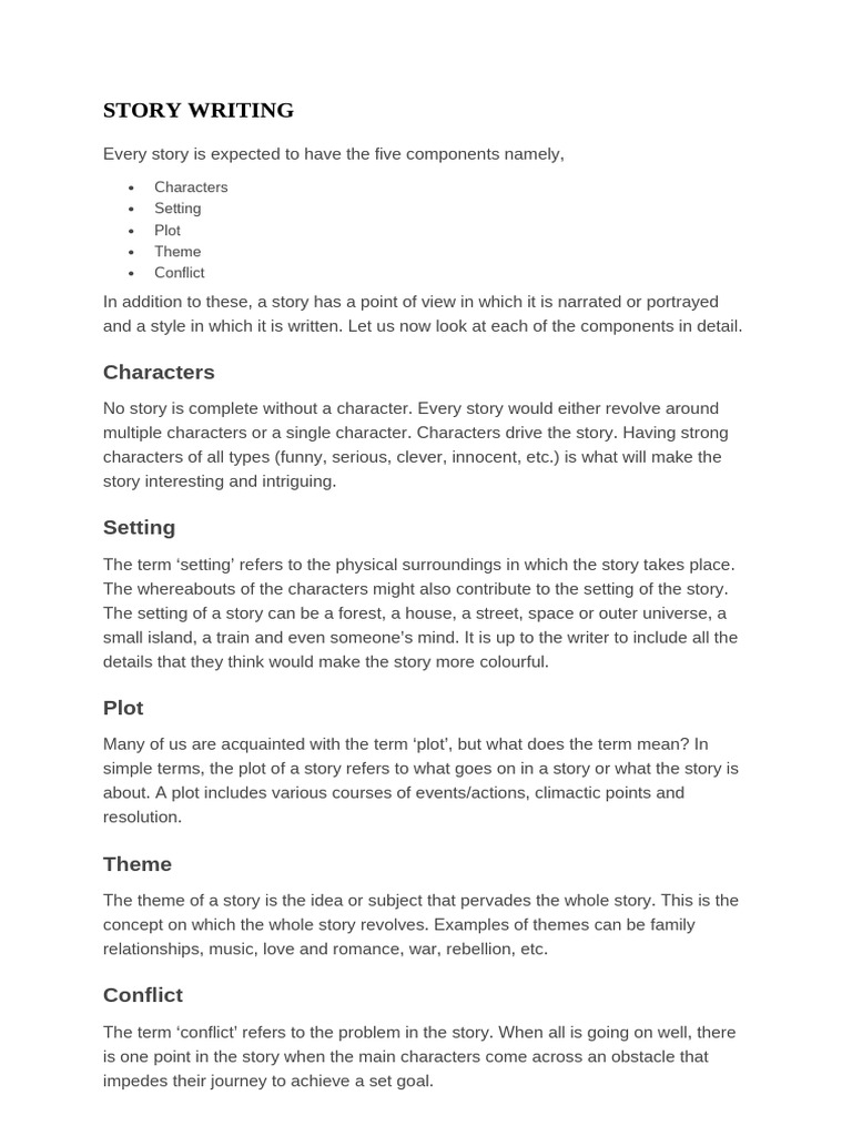 Story Writing STD Ix | PDF | Plot (Narrative)