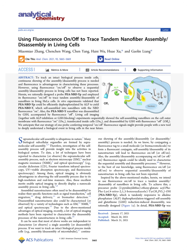 Zhang Et Al 2021 Using Fluorescence On Off To Trace Tandem Nanofiber ...