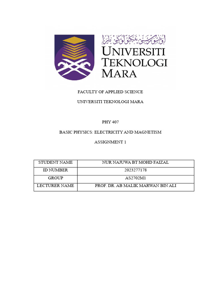 Basic Physics: Electricity & Magnetism Assignment | PDF | Capacitor | Capacitance
