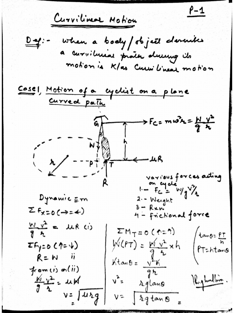 Mechanics Curvilinear Motion | PDF