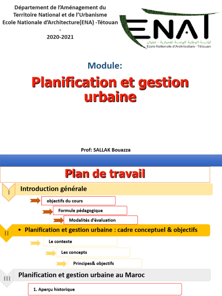 Support Cours Planification -SALLAK (1)_231017_230941 | PDF | Urbanisme | Zone urbaine