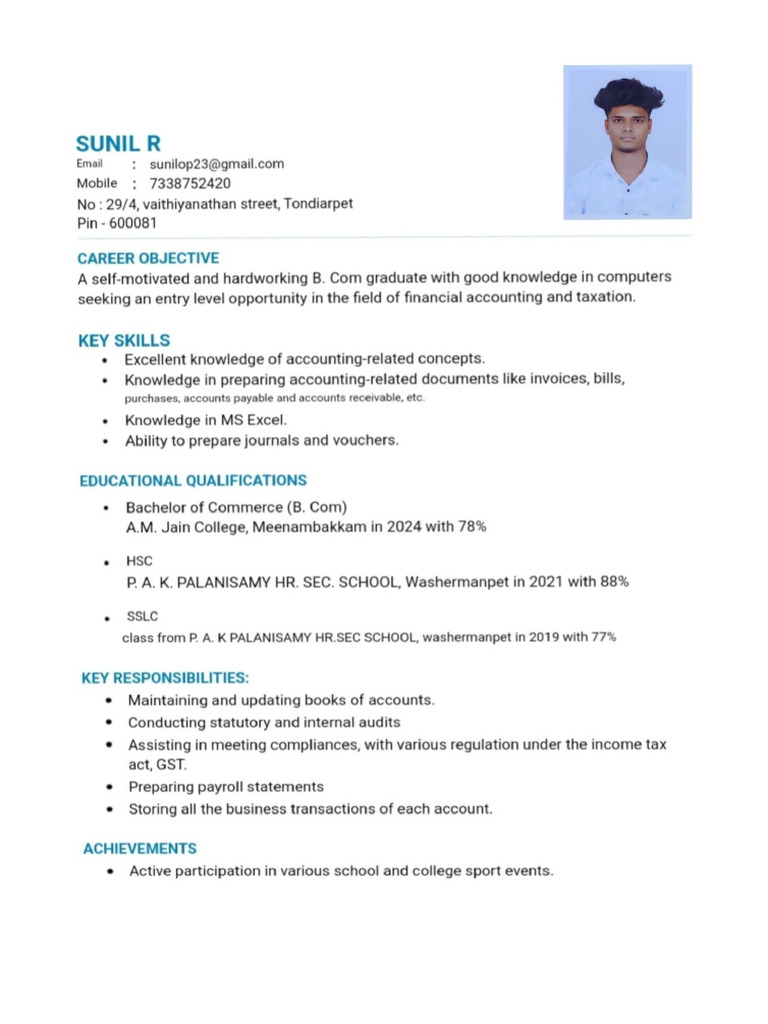 Resume Sunil 22 | PDF