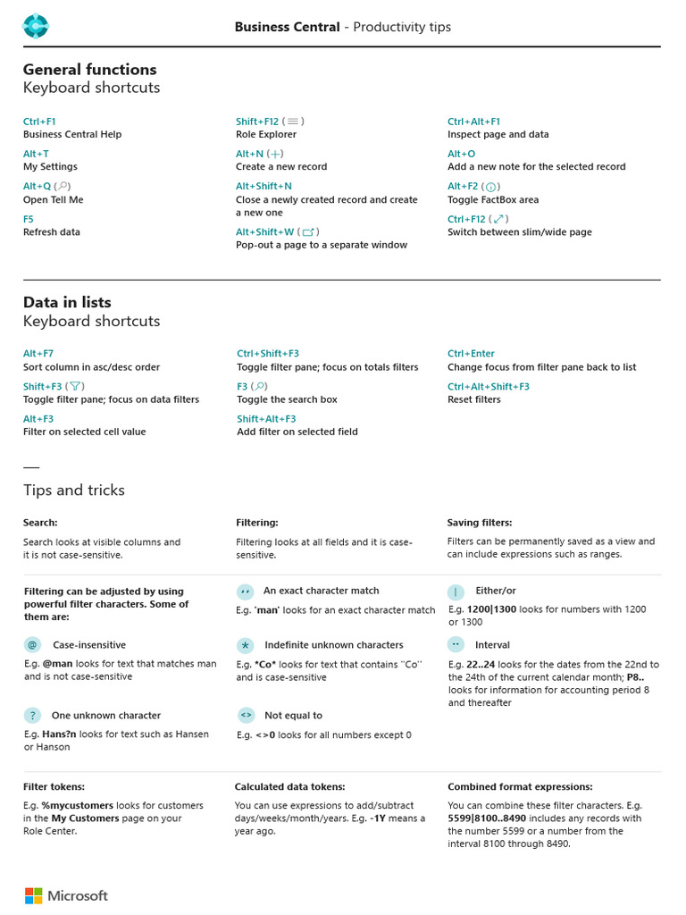 BC Productivity Tips Cheat Sheet | PDF | Software | Computing