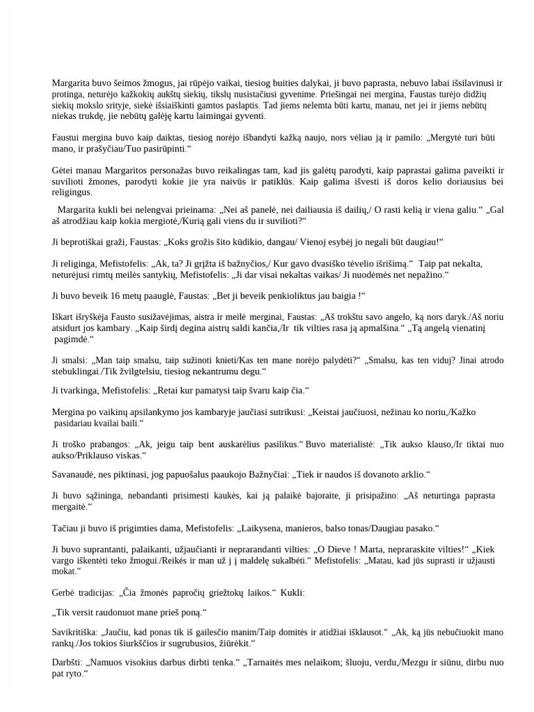 Gete Faustas Pirmos Dalies Margaritos Analize | PDF