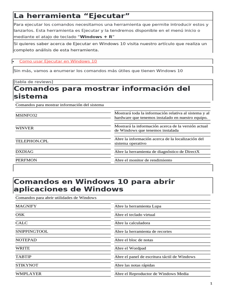 Comandos Windows 10 | PDF | Microsoft Windows | Windows 10